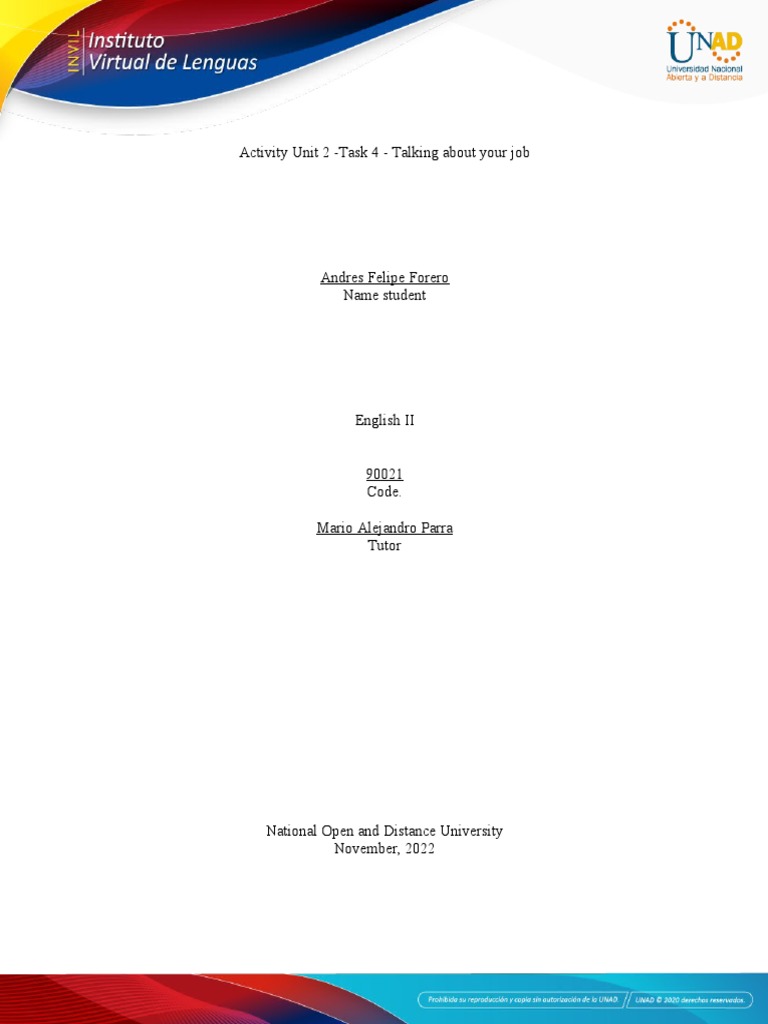 Unit 2 - Task 4 Talking About Your Job | PDF | Cognition | Human Communication