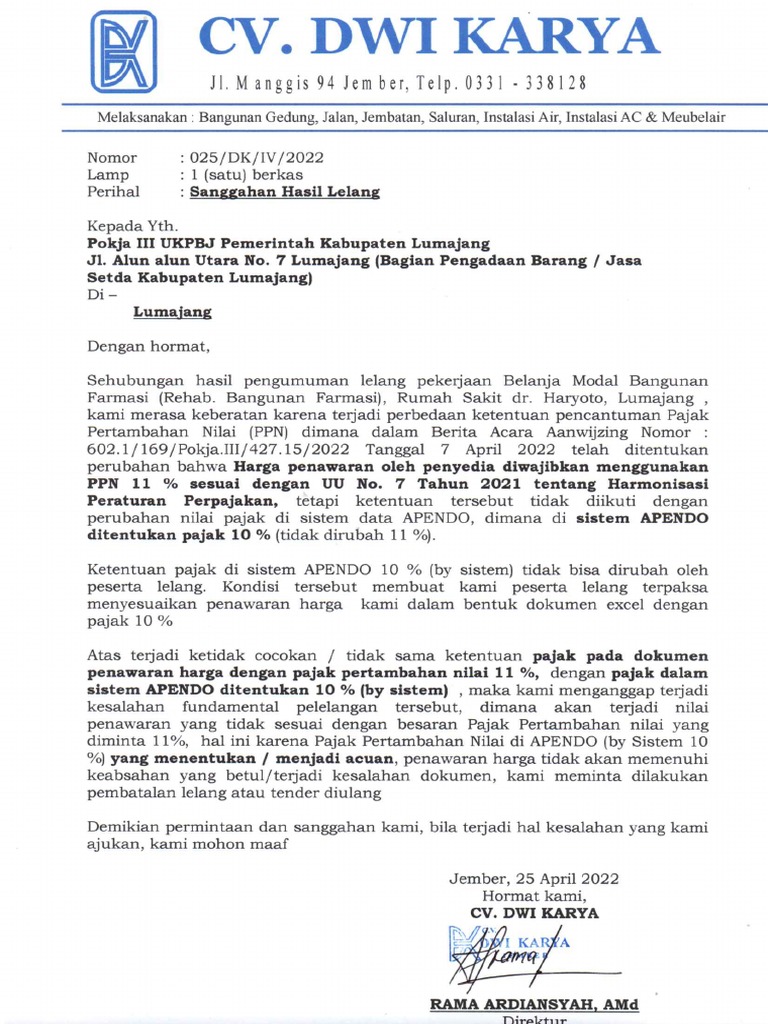 Surat Sanggahan | PDF