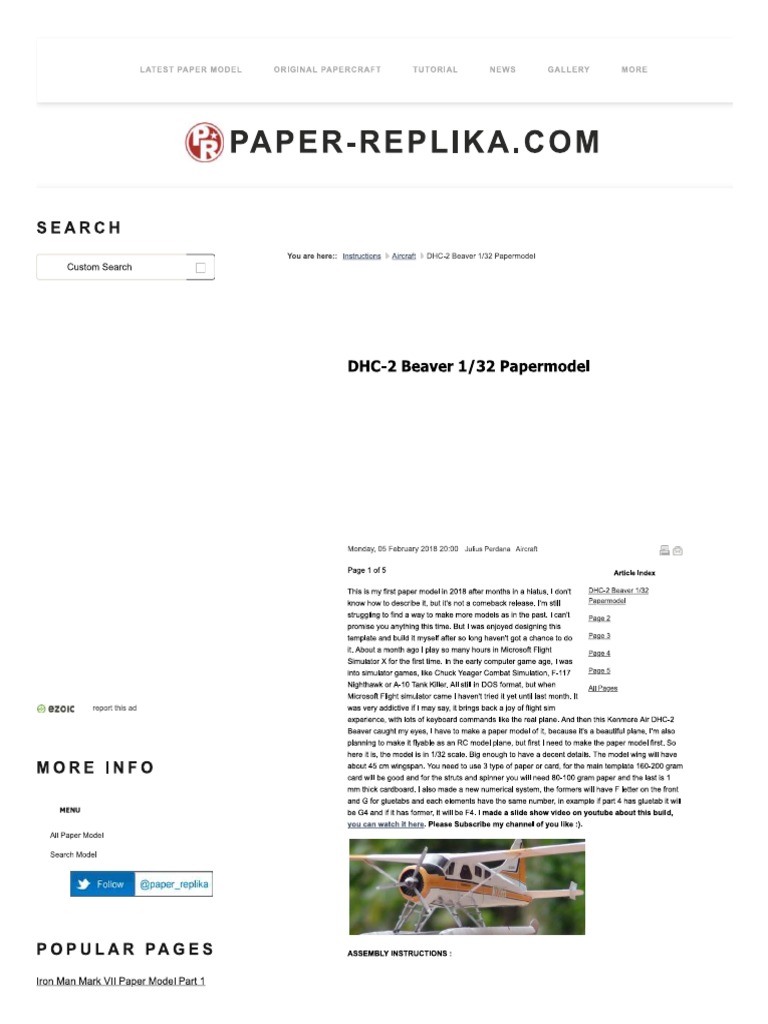 DHC-2 Beaver 1 - 32 Papermodel | PDF