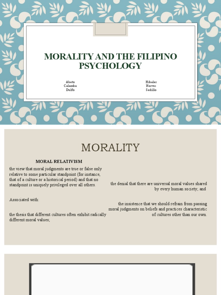 MORALITY and The FILIPINO PSYCHOLOGY REPORT G7 | PDF | Morality ...