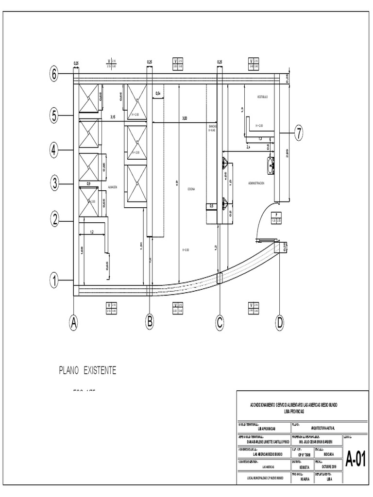 Plano Arquitectura Existente A-01 | PDF