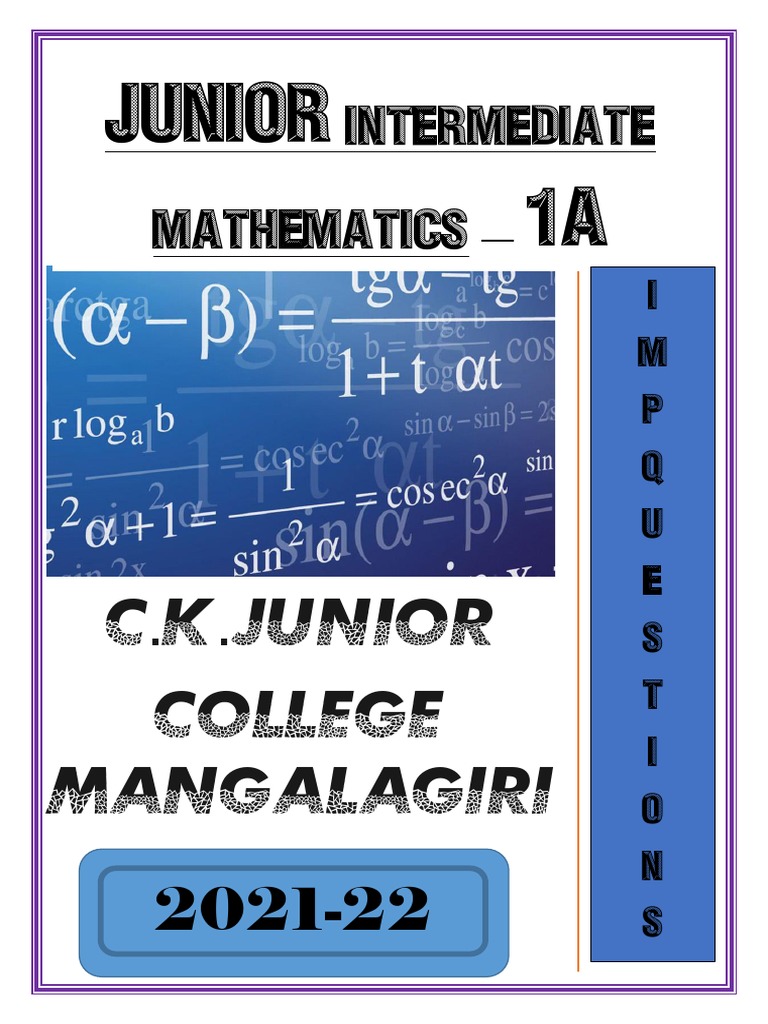 Maths - 1a Imp Questions | PDF | Matrix (Mathematics) | Function (Mathematics)