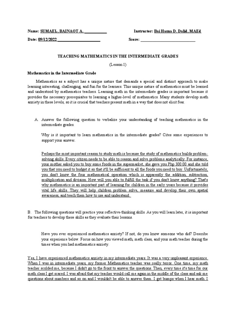 Teaching Math in Intermediate Grade | PDF | Curriculum | Learning