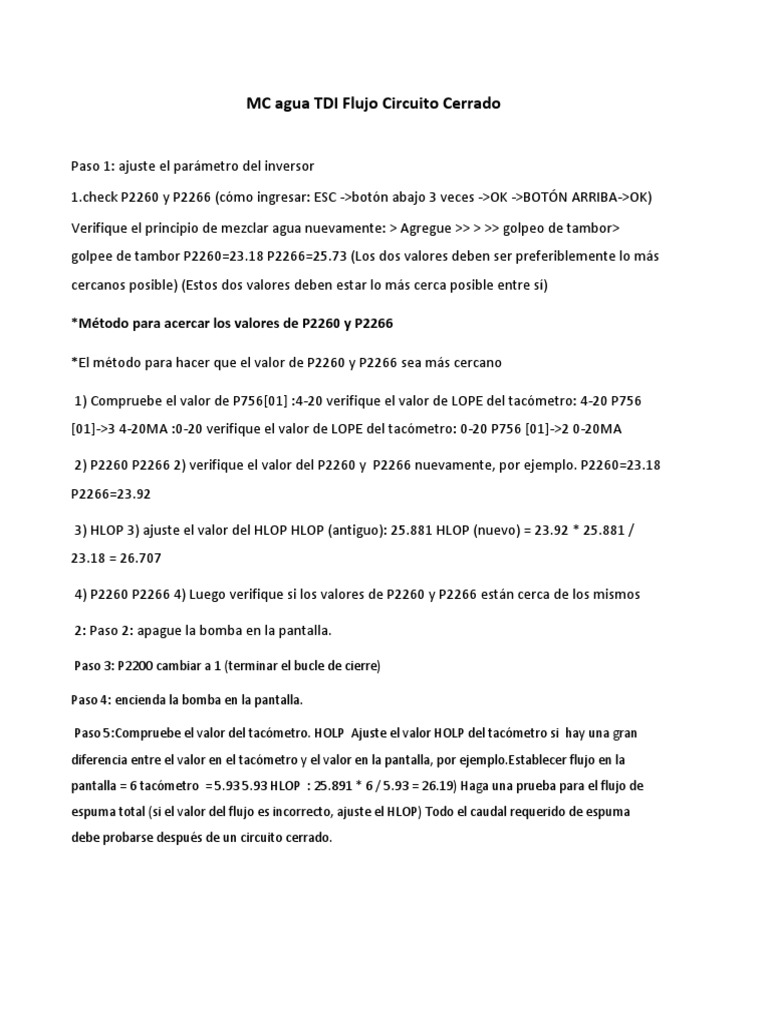 Lazo Cerrado de Flujo de Tdi de Agua MC Traducido | PDF