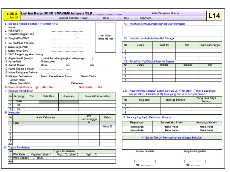 L-14 Lembar Kerja Guru | PDF