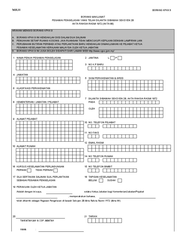 Borang KPKK9 | PDF