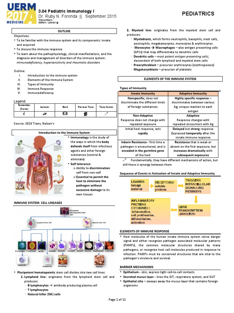 Pediatric Immunology Overview | PDF