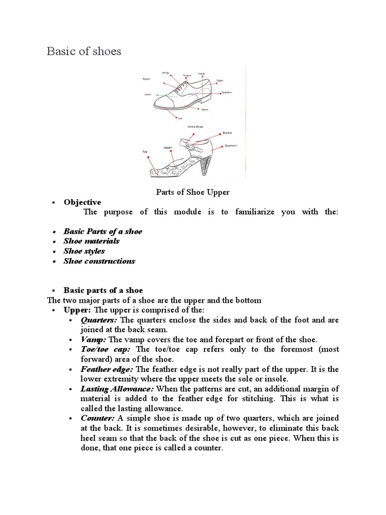 Basic of Shoes | PDF | Shoe | Leather