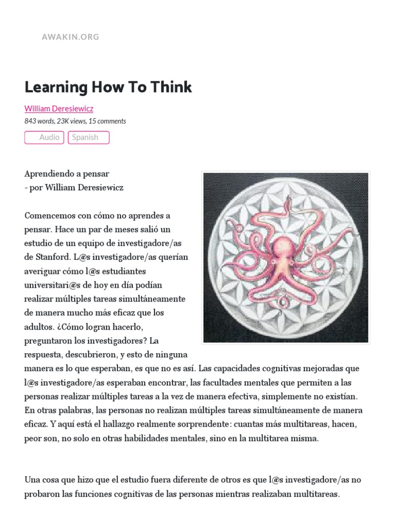 Learning How To Think, by William Deresiewicz | PDF