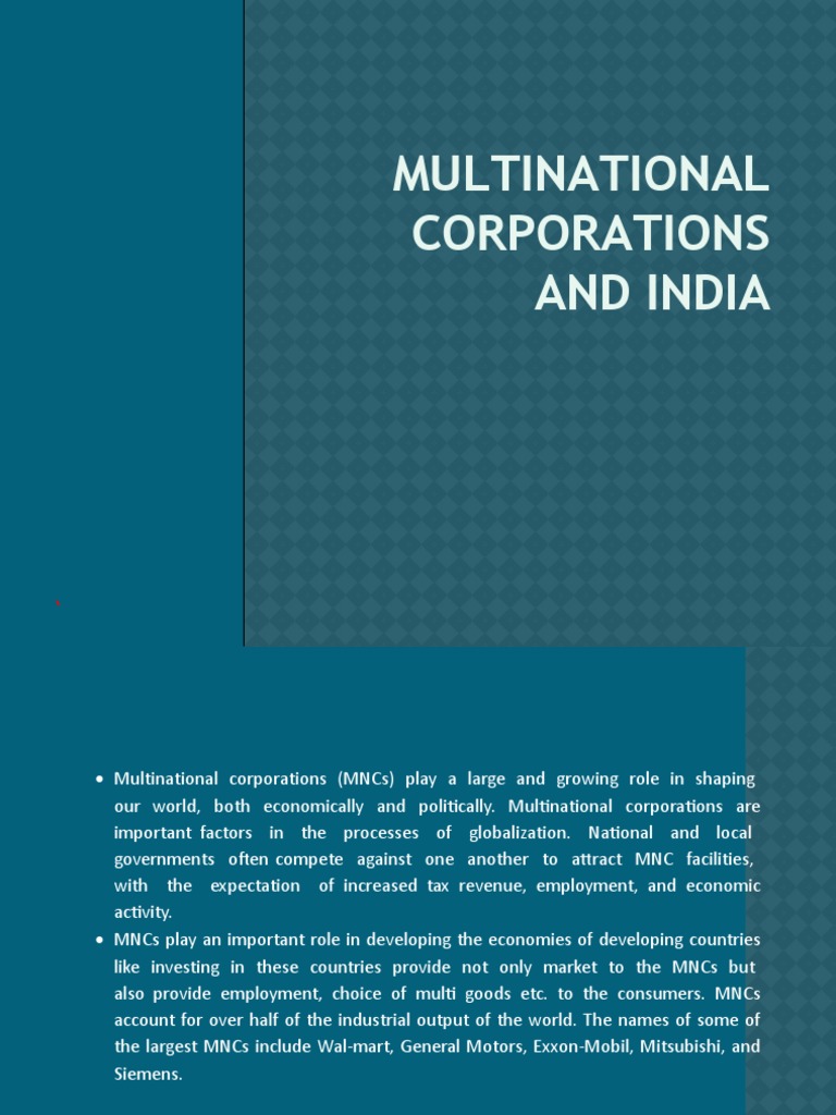 Multinational Corporations and India | PDF