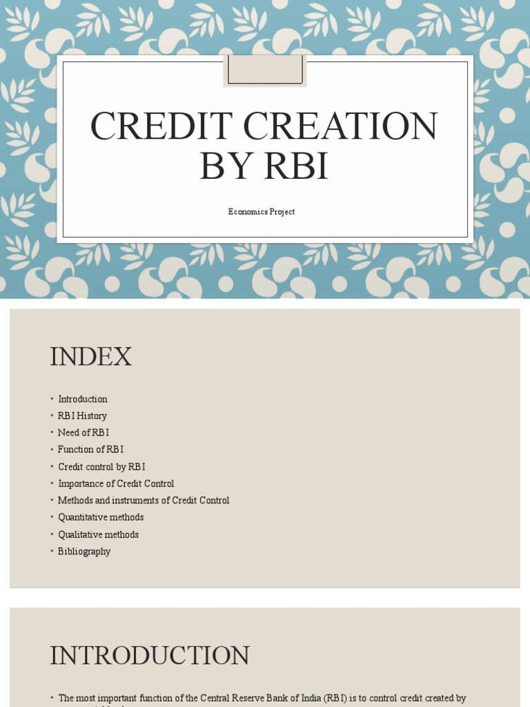 Credit Creation by Rbi | PDF | Reserve Bank Of India | Banks