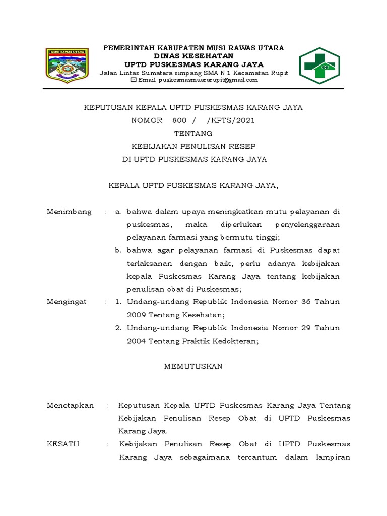 SK Penulisan Resep Obat | PDF