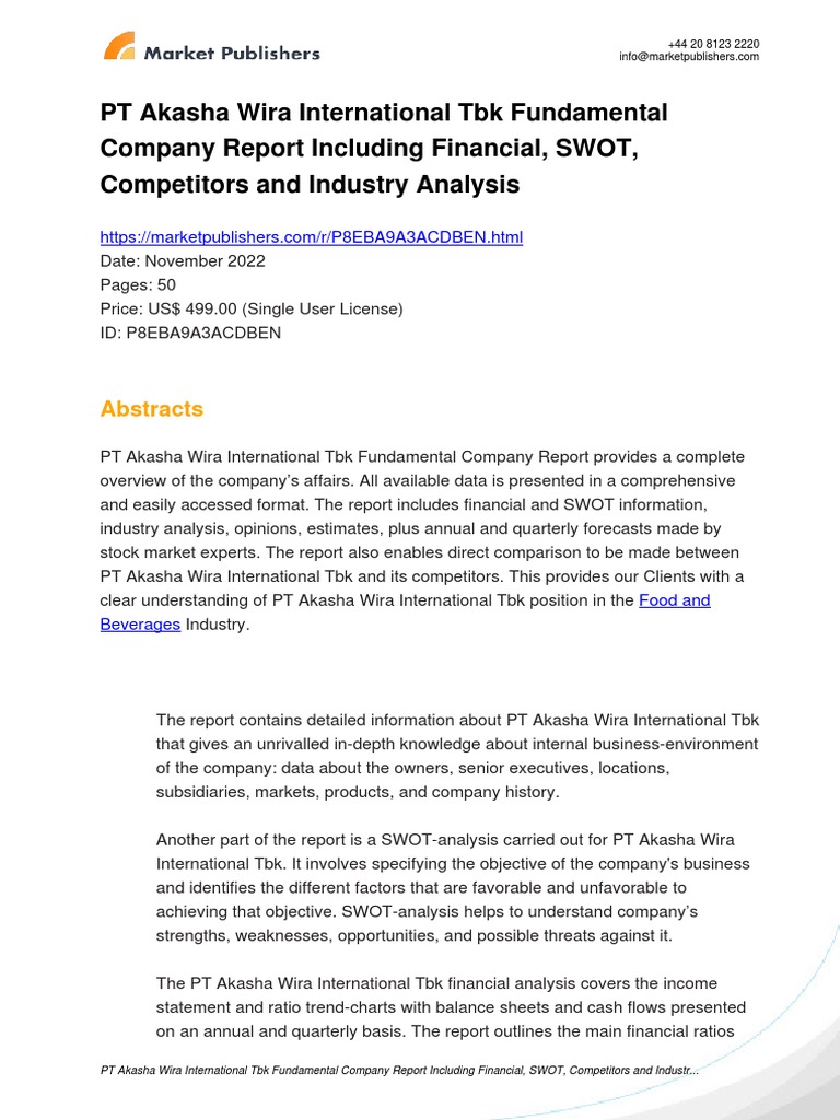 PT Akasha Wira International TBK Swot Analysis Bac | PDF | Swot ...
