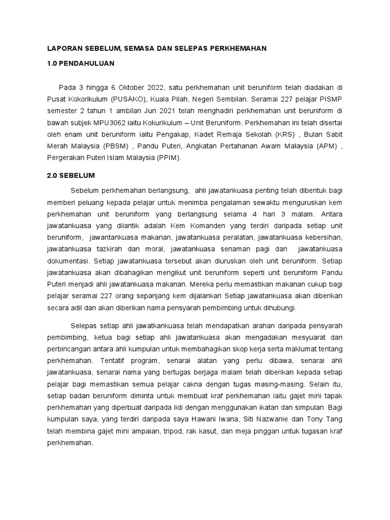 Laporan Mpu Pismp | PDF