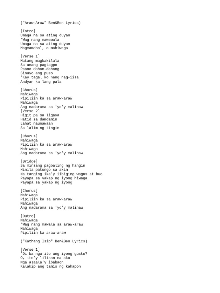 Ben & Ben Lyrics | PDF