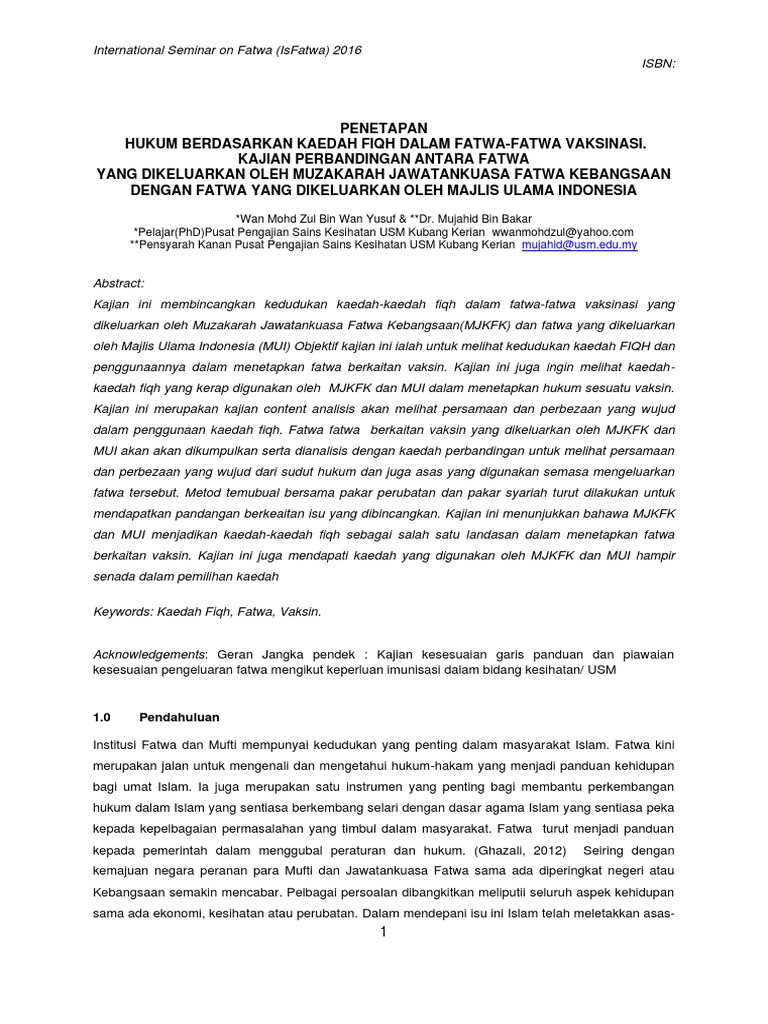 Wan Mohd Zul Bin Wan Yusuf & Dr. Mujahid Bin Bakar Pensyarah Kanan ...
