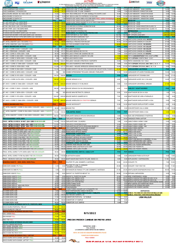 Computer Hardware Price List | PDF | Personal Computers | Manufactured ...
