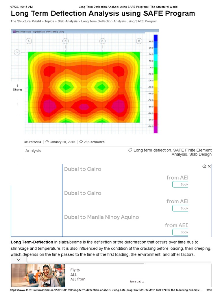 Long Term Deflection Analysis Using Safe Program The Structural World Pdf Beam Structure 