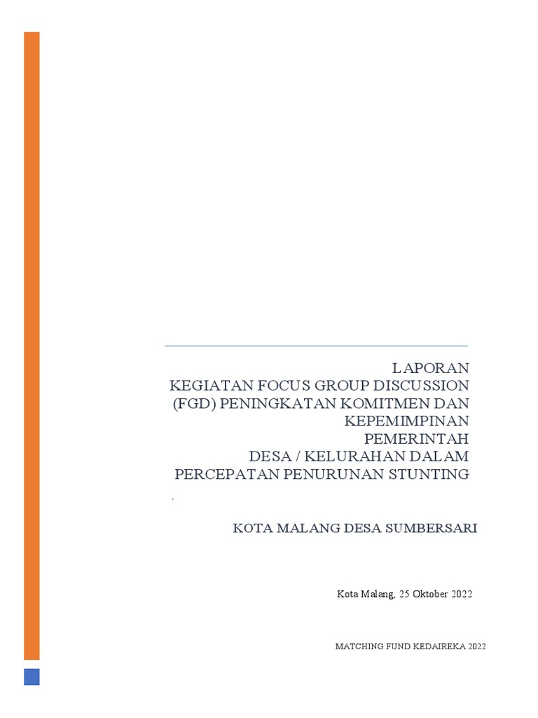 Laporan Pilar-1 Kel. Sumbersari Kota Malang 2022 | PDF