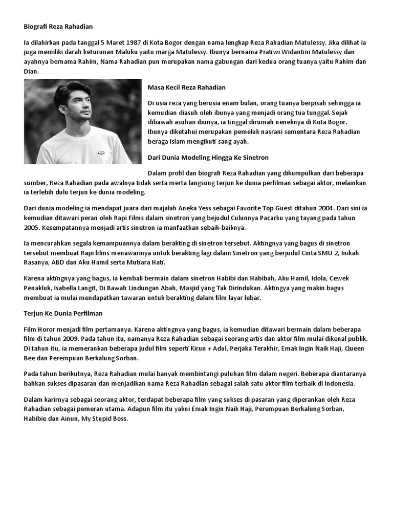 Biografi Reza Rahadian | PDF | Agama & Spiritualitas