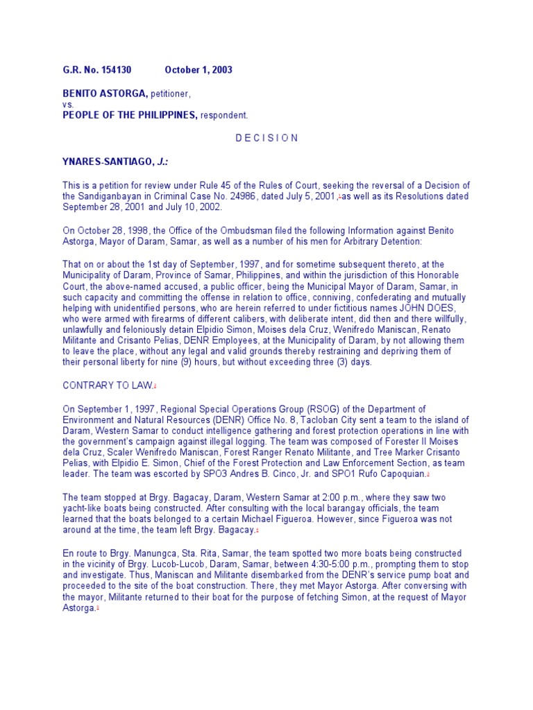 Mayor Astorga's Arbitrary Detention Case | PDF | Detention ...