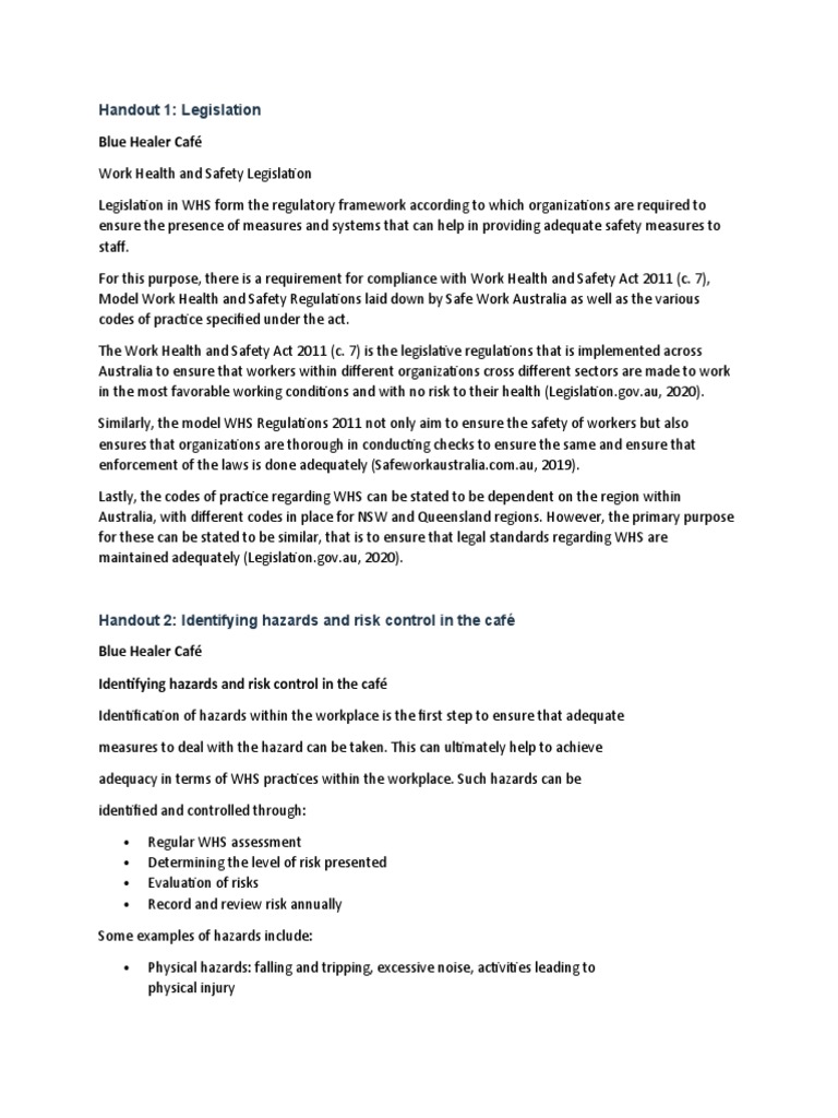 Develop WHS Informative Handouts For Staff | PDF