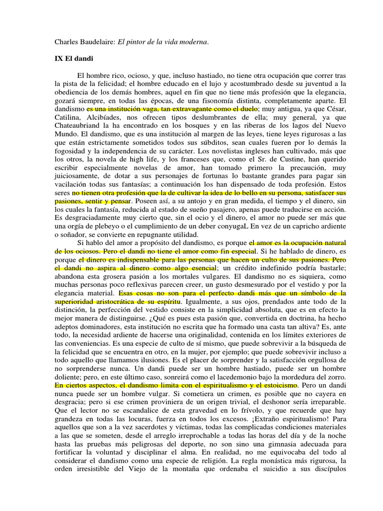 Charles Baudelaire, El Dandi | PDF