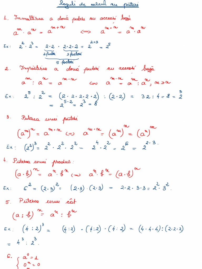 Reguli de Calcul Cu Puteri | PDF