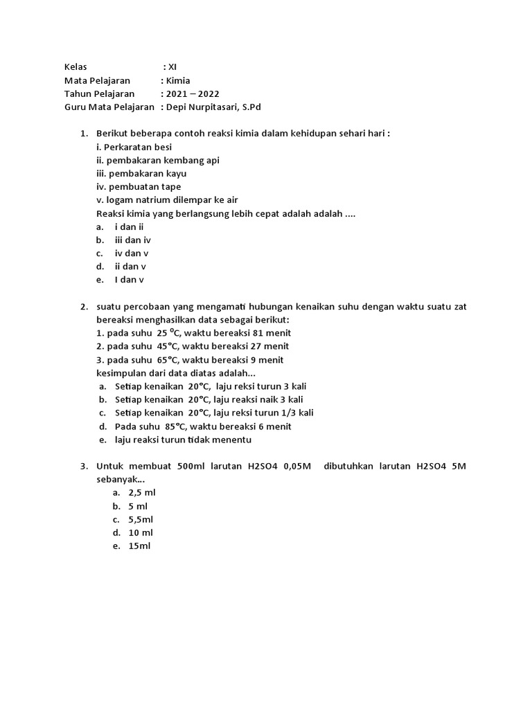 Latihan KIMIA XI | PDF