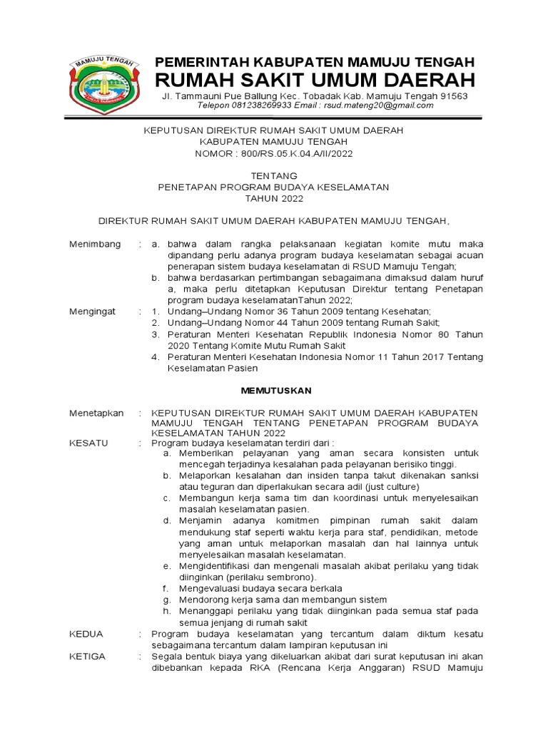 PMKP 10.2 Regulasi Program Budaya Keselamatan | PDF