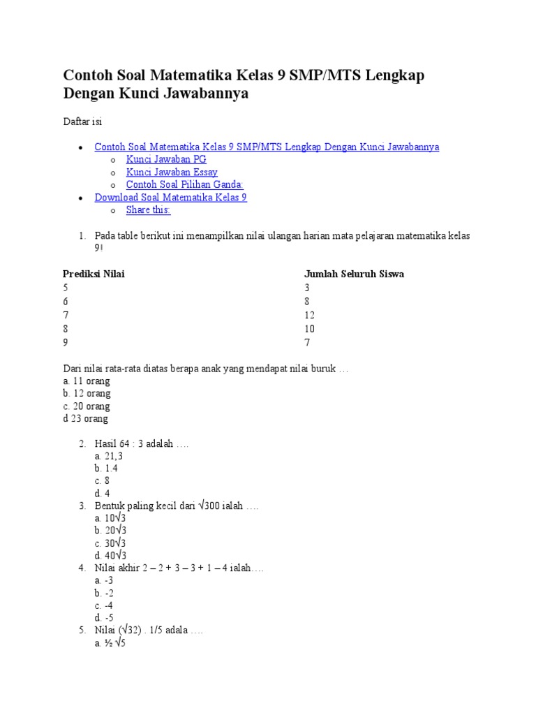 Kumpulan Soal Pas 9 | PDF | Metode & Bahan Ajar | Griya & Taman