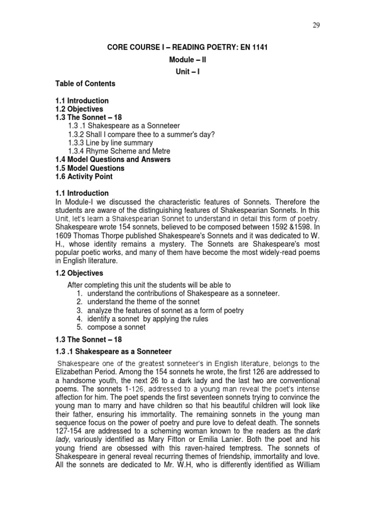 Shall I Compare Thee Poetry Analysis | PDF | Shakespeare's Sonnets | Poetry