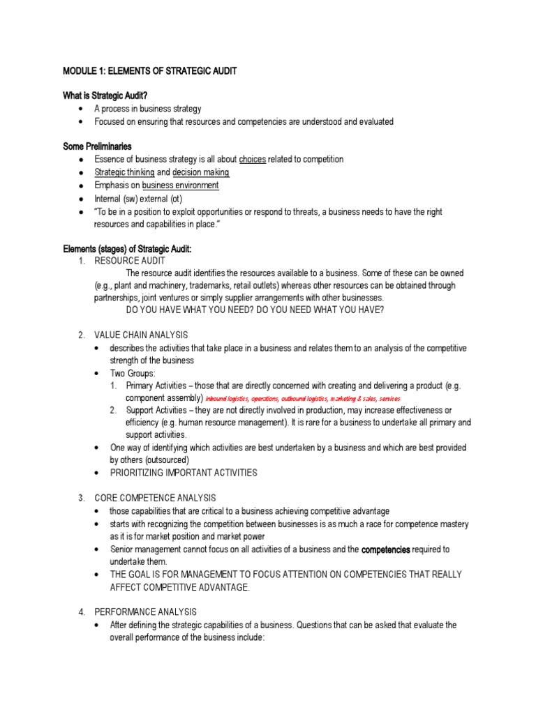 Elements of Strategic Audit | PDF