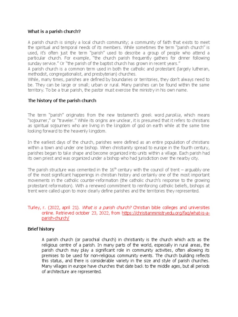 What Is A Parish Church | PDF