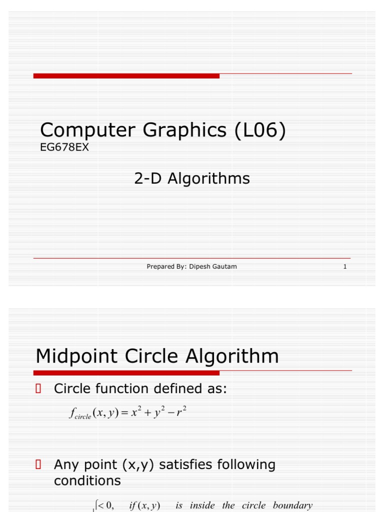 2D Algorithms(Midpoint Circle Algorithm) Computer Graphics | Discrete ...