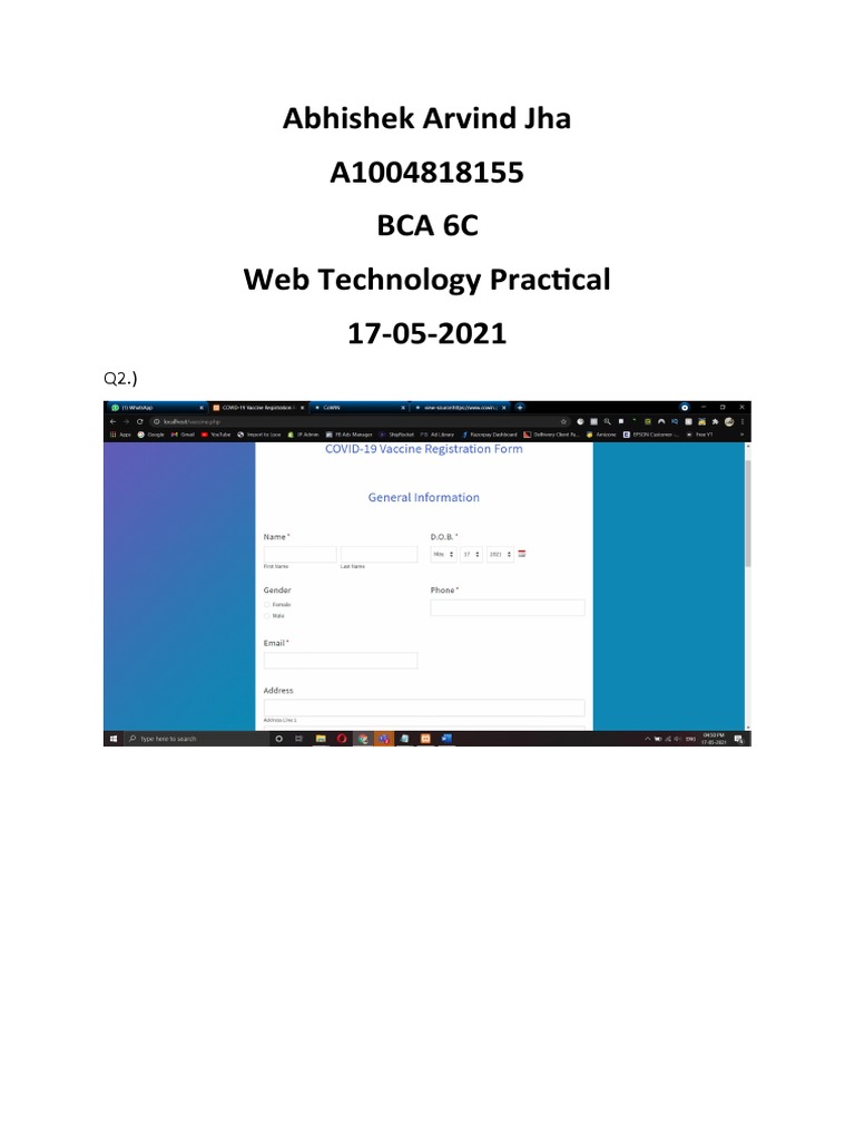 Web Tech Practical 17-05-2021 Abhishek Arvind Jha | PDF | Computers