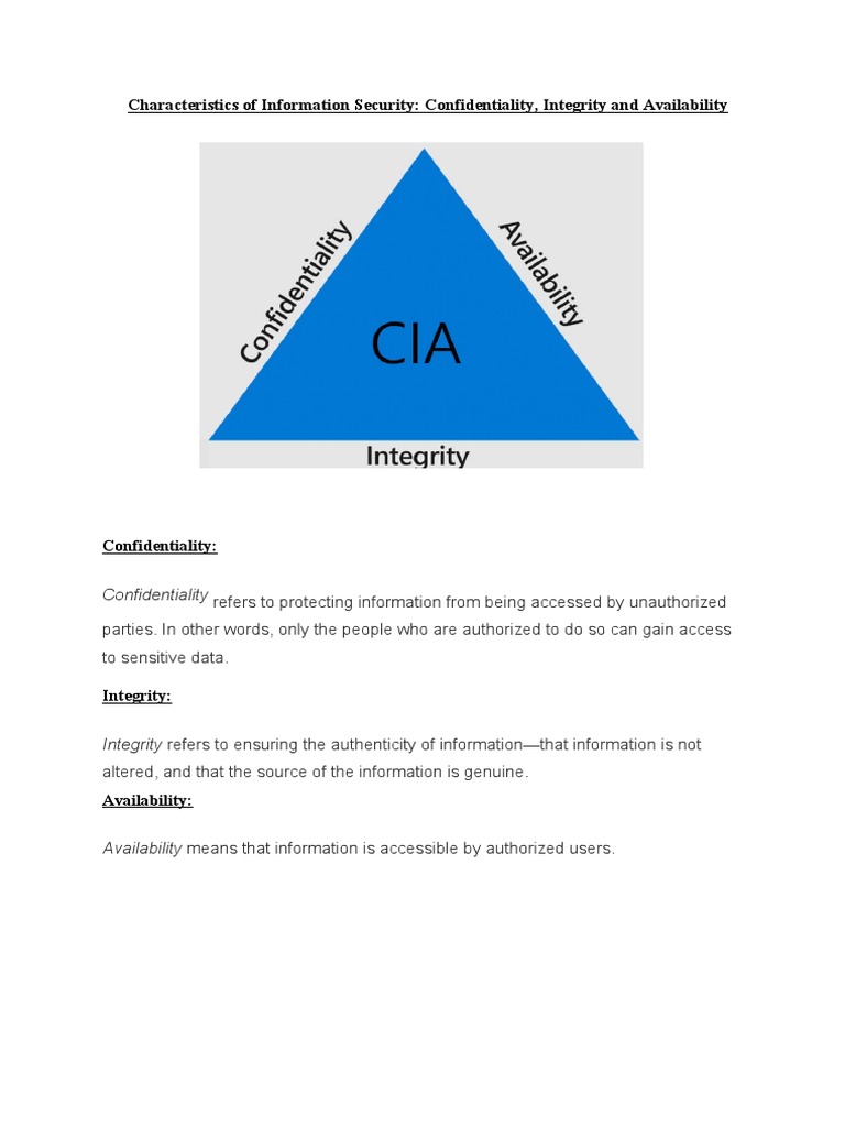 Confidentiality, Integrity and Availability | PDF