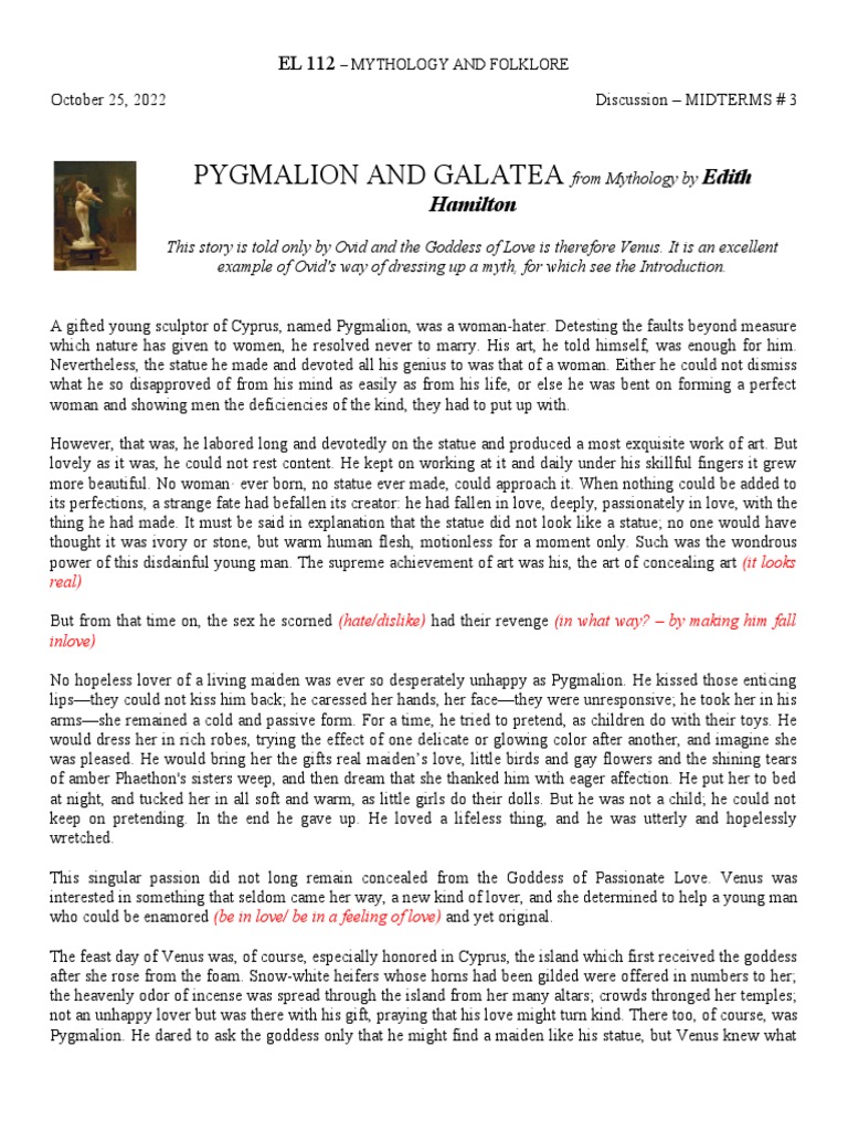 6 EL 112 - Pygmalion and Galatea - Pyramus and Thisbe | PDF