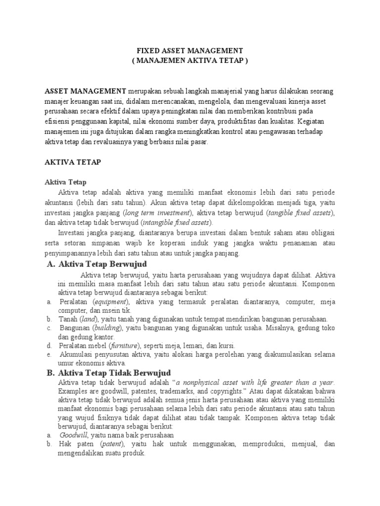 Fixed Asset Management Pdf