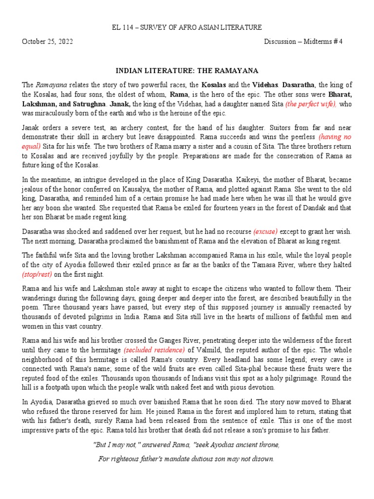 7 EL 114 - Ramayana | PDF | Sita | Rama