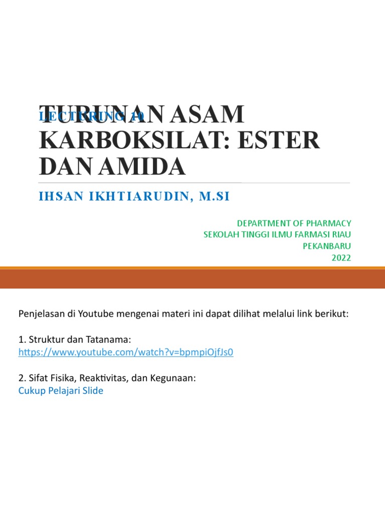Turunan Asam Karboksilat: Ester & Amida | PDF