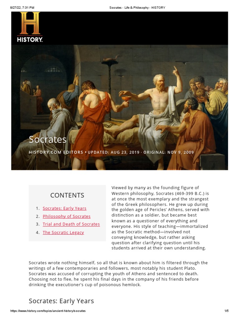 Socrates - Life & Philosophy - HISTORY | PDF