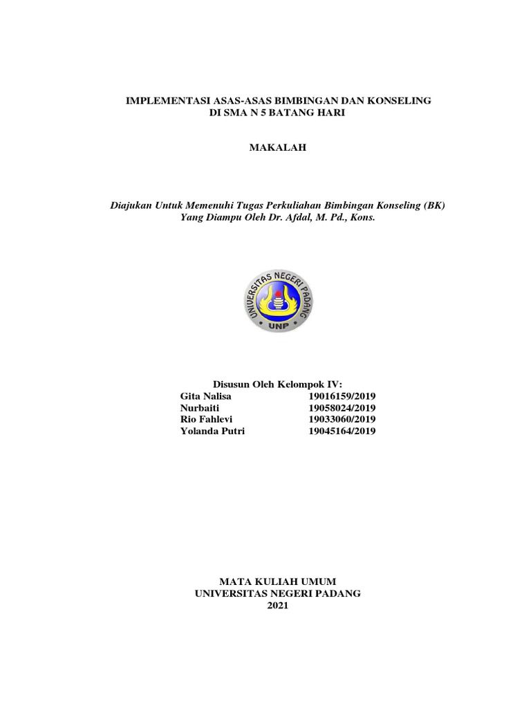 Makalah Asas-Asas Bimbingan Konseling Kelompok 4 | PDF