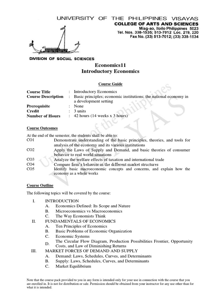 Economics 11 Course | PDF