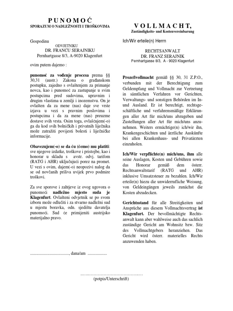 Punomoc | PDF
