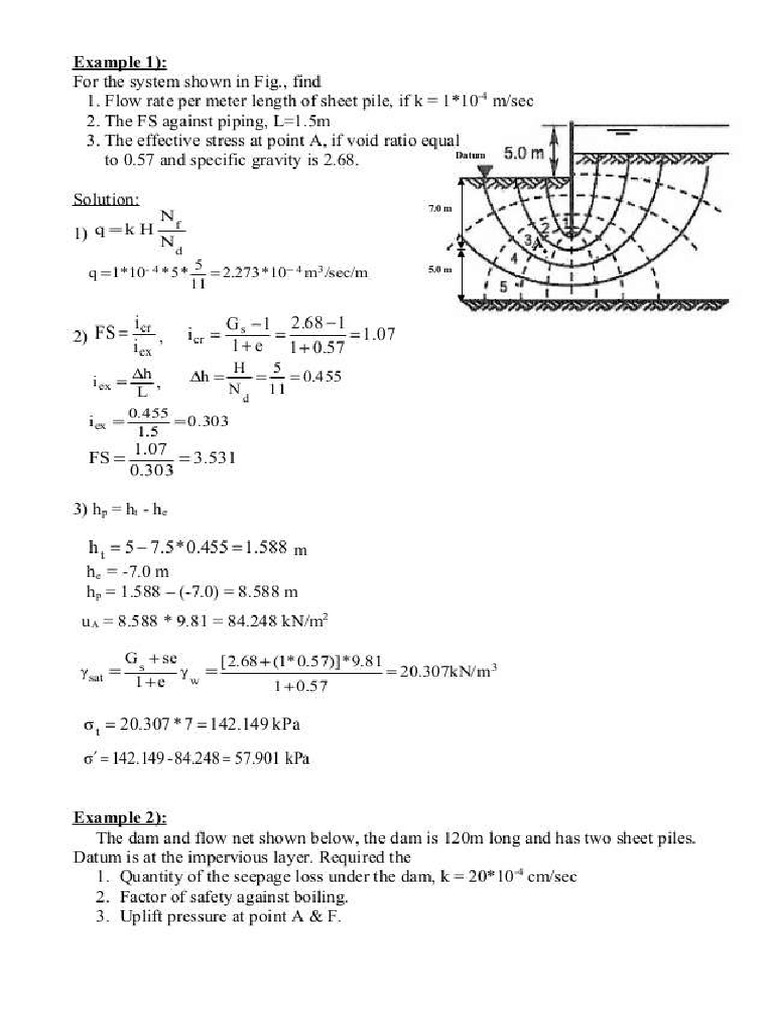 Examples On Seepage | PDF