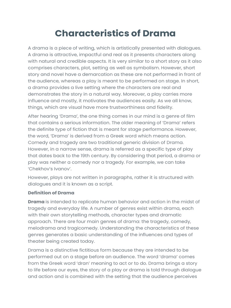 Characteristics of Drama | PDF | Thriller (Genre) | Play (Theatre)