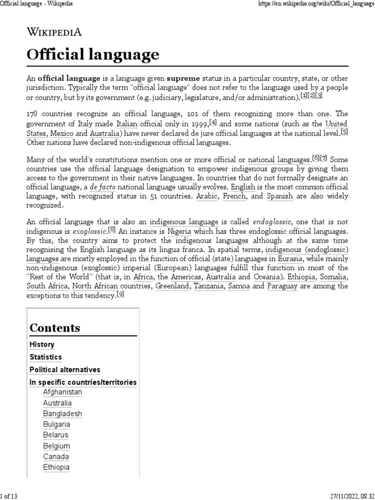 Offical Language | PDF | Linguistics | Human Communication