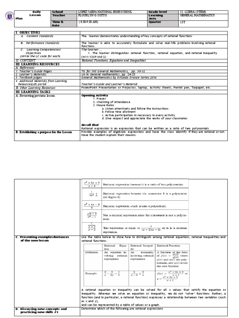 Rational Function Cot | PDF | Function (Mathematics) | Equations