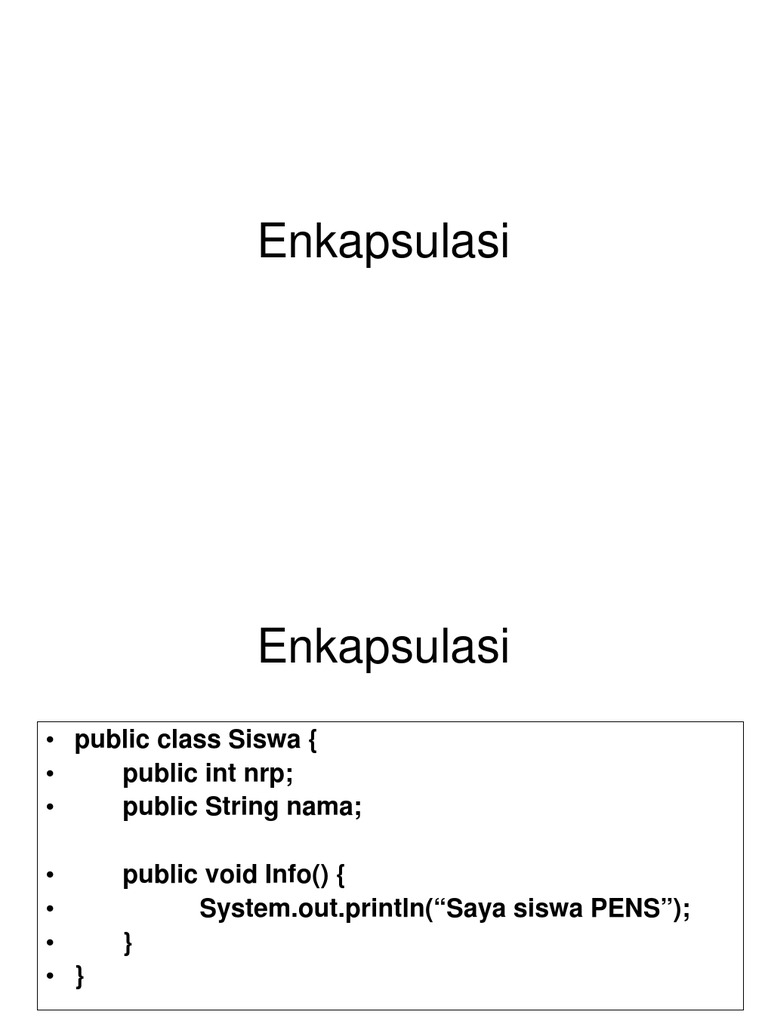 Pemrograman Java: Enkapsulasi & Konstruktor | PDF | Komputer